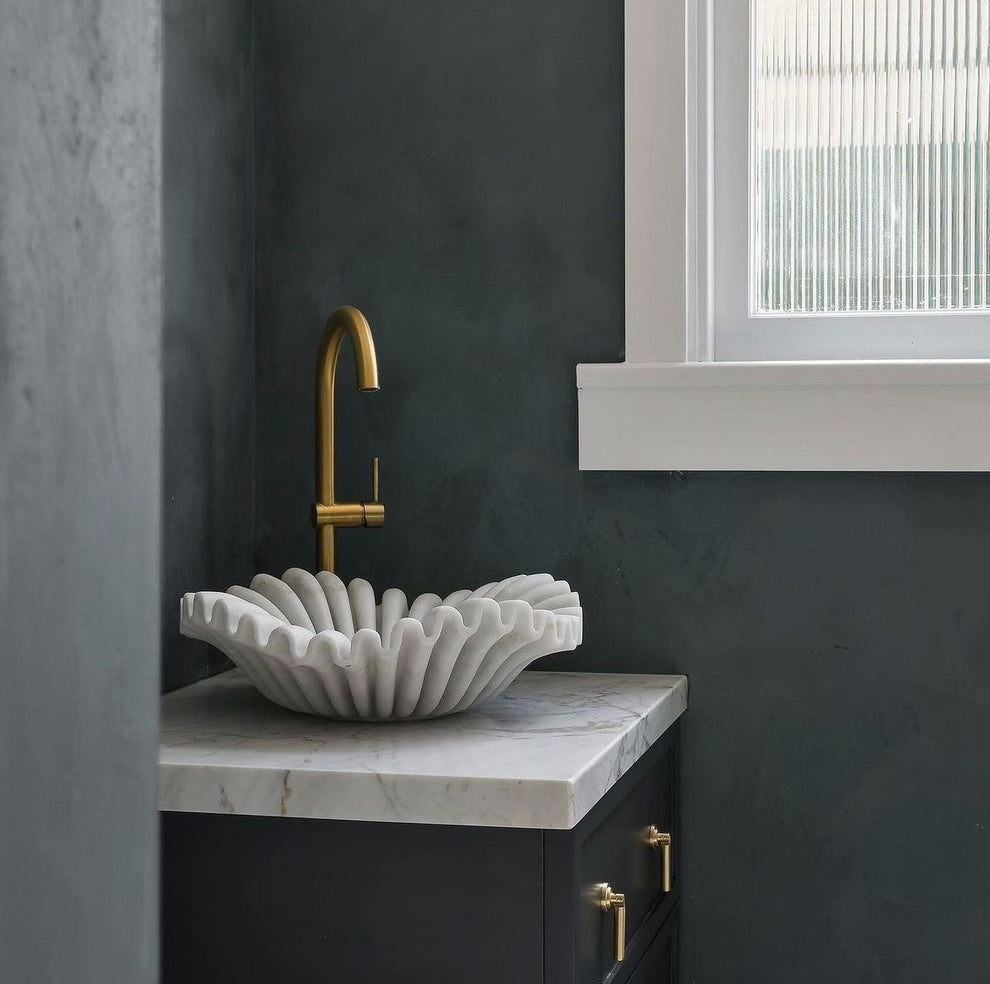 Ripple Marble Sink – Handcrafted White Marble Sink | Chisel – Chisel Home